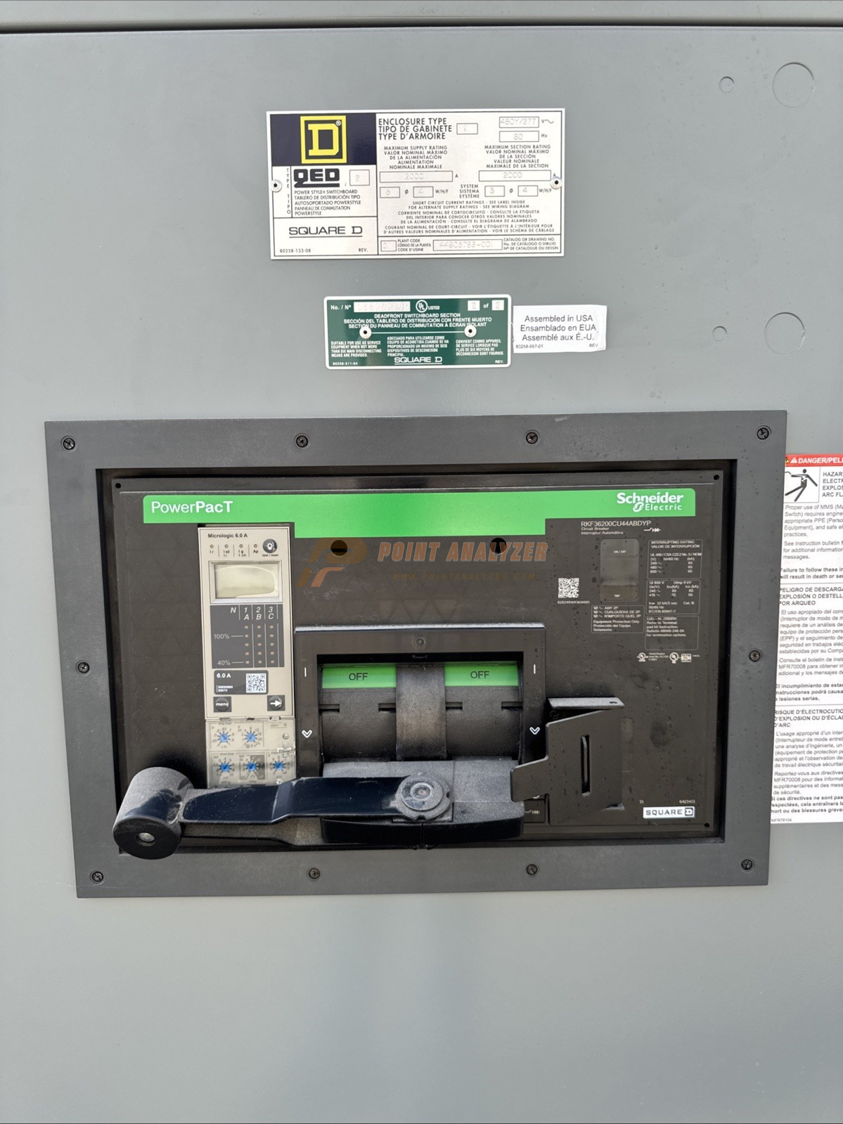 Square D QED 2000 Amp Switchgear ERMS RKF36200 Sale - Point Analyzer